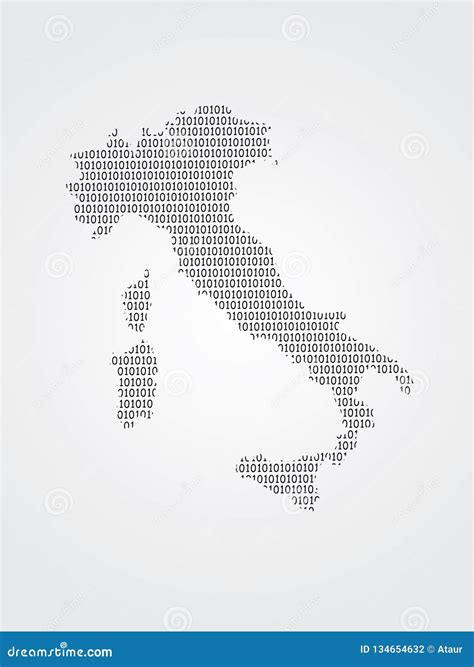 Italy Vector Map Illustration Using Binary Codes On White Background To