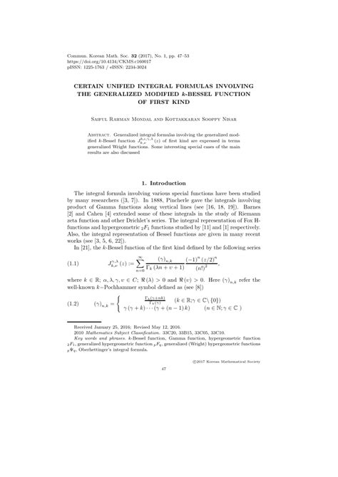 Pdf Certain Unified Integral Formulas Involving The Generalized