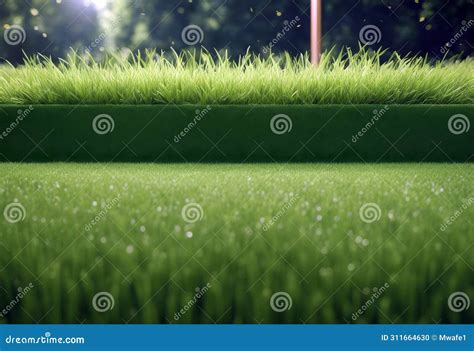 Surface Grass Grass Background 3d Covered Lawn Rendering Small Podium