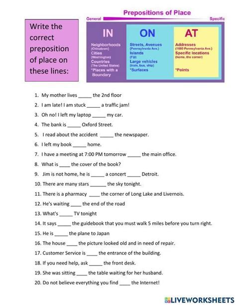 Prepositions Of Place Online Exercise For Adult In 2025 Prepositions Preposition Worksheets