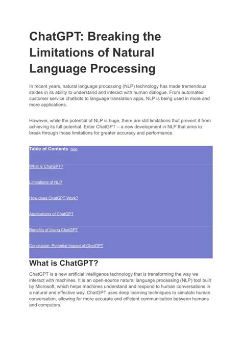 Ppt Chatgpt Breaking The Limitations Of Natural Language Processing