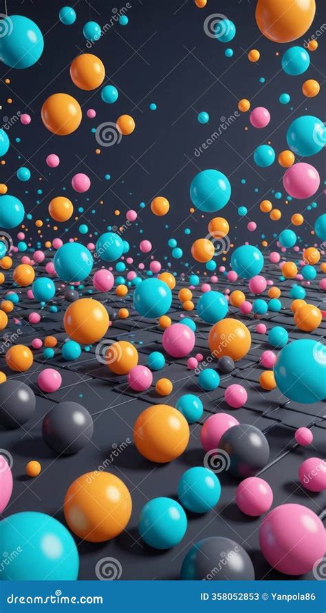 Floating Colorful 3d Spheres Over A Dark Dynamic Abstract Background Stock Image Image Of