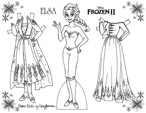 Frozen 2 Coloring Paper Dolls Of Elsa And Anna Frozen Paper Dolls
