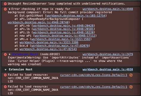 all extensions not working since latest cursor update bug reports