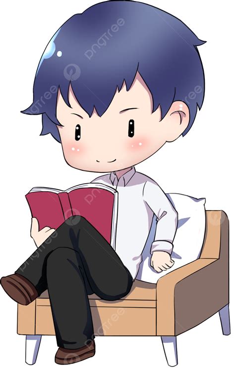 핸드 드로잉 만화 일러스트 귀여운 남자 독서 소재 무료 손으로 그린 만화 아름다운 Png 일러스트 및 Psd 이미지 무료 다운로드 Pngtree