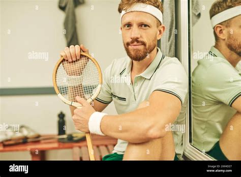 Exercise Locker Room And Portrait With Squash Player Man Getting Ready