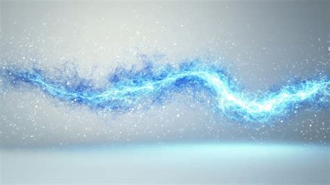 Blue Electric Wave With Glowing Particles On Light Background Stock