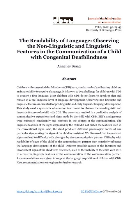 Pdf The Readability Of Language Observing The Non Linguistic And
