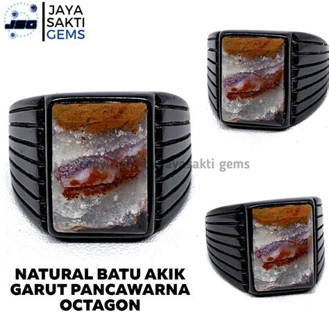 Jual Natural Batu Akik Pancawarna Garut Octagon Pgo07 Shopee Indonesia