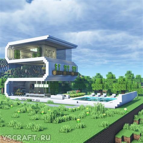 Крутой дом в хай тек стиле в Майнкрафт Vscraft