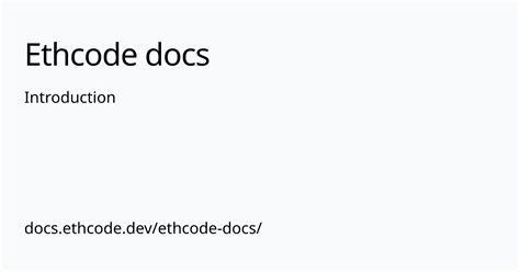 Introduction Ethcode Docs