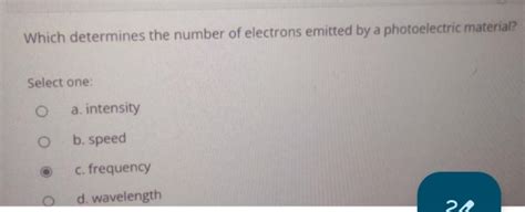 Which Determines The Number Of Electrons Emitted By A Photoelectric Mater