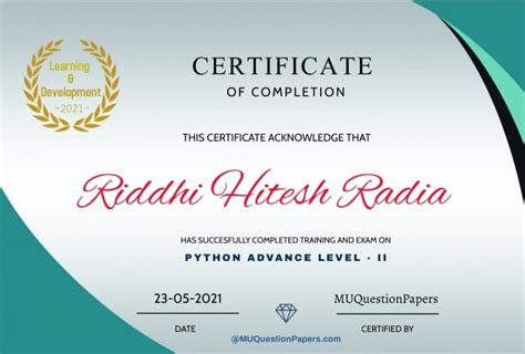 Riddhi Radia On Linkedin Python Basic Advance Certificate