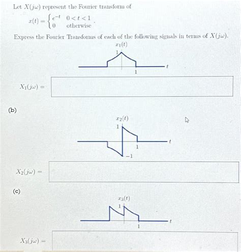 Solved Let X(jω) represent the Fourier transfonn of | Chegg.com