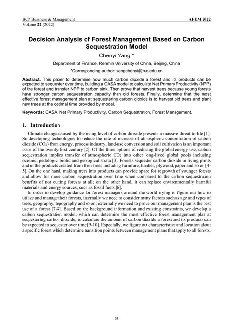 Pdf Decision Analysis Of Forest Management Based On Carbon