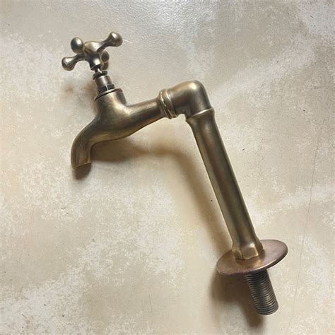 Brushed Brass Pillar Taps Solid Brass Faucet Set Etsy