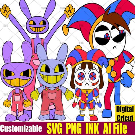 Pomni And Jax From The Amazing Digital Circus Jax Coloring Pages Pomni Png Ink Cricut Design