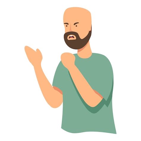 발머리 화난 남자 아이콘 만화 터 폭력 스트레스 프리미엄 벡터