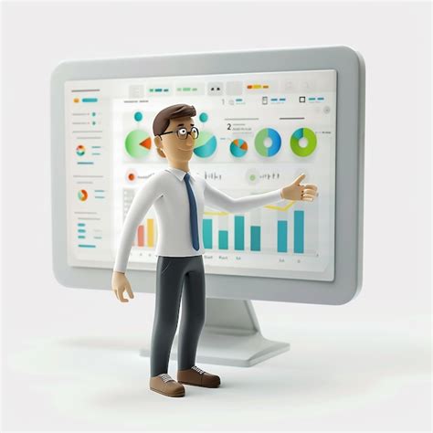 premium photo a man stands in front of a computer screen that says
