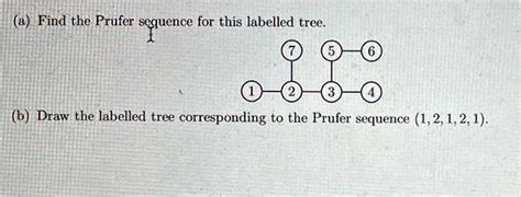 a find the prufer sequence for this labelled tree b draw the labelled