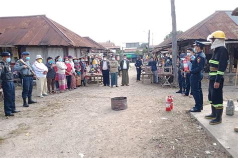 မောက်မယ်မြို့မစျေး၌ မီးဘေးအန္တရာယ်ကြိုတင်ကာကွယ်နိုင်ရေး မီးငြိမ်းသတ