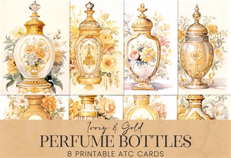 Golden Ivory Antique French Perfume Jars Graphic By Visual Gypsy · Creative Fabrica