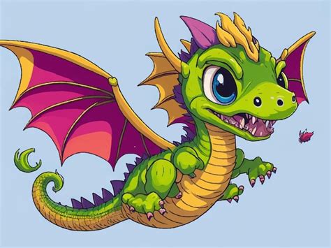 Vetor de desenho animado voador de dragão bebê fofo Vetor Premium