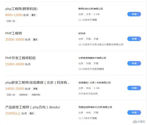 北京的php工程师工资一般是多少 编程语言 亿速云