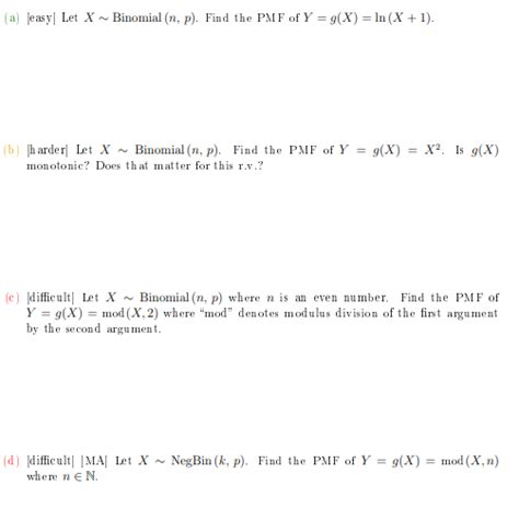 A Jeasy Let X Binomial N P Find The Pmf Of Y