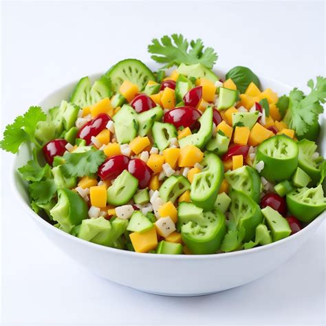 Premium Ai Image Vegetable Salad With Tomato Cucumber Bell Pepper