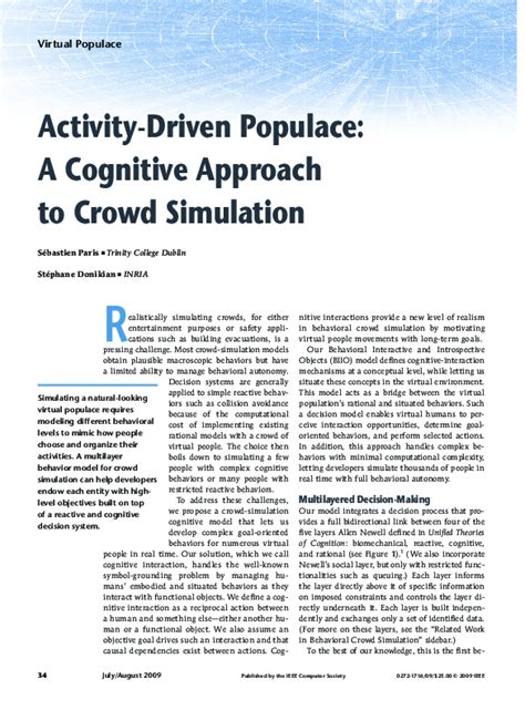 pdf activity driven populace a cognitive approach to crowd simulation