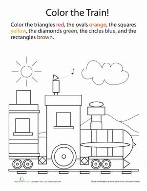Color By Shape Train Coloring Pages Coloring Cool