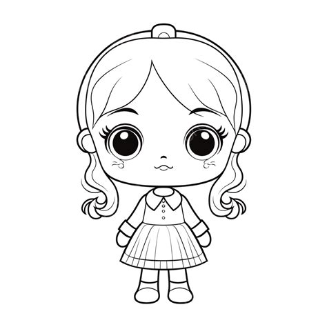 큰 눈 개요 스케치 드로잉을 가진 소녀의 색칠 시트 벡터 아름다운 인형 그림 아름다운 인형 개요 아름다운 인형 스케치 Png 일러스트 및 벡터 에 대한 무료 다운로드