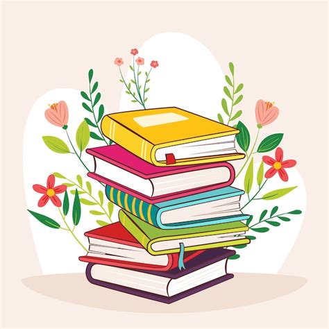 Pilha Desenhada à Mão De Ilustração De Livros Vetor Premium