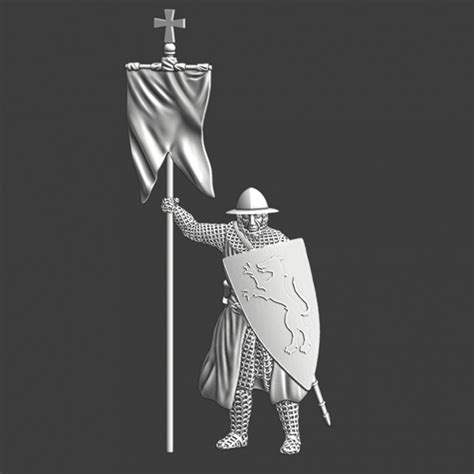 3d Printable Medieval Sergeant With Crusader Banner By Northern