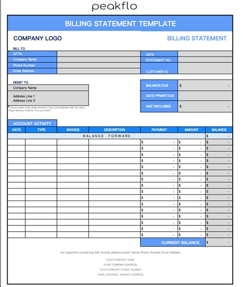 Billing Statement Template