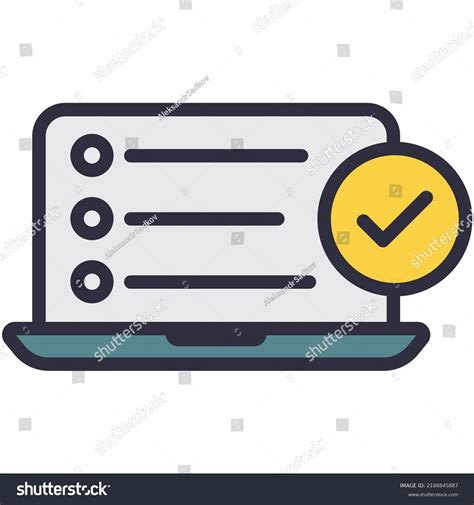 Laptop Screen Check Mark Outline Vector Stock Vector Royalty Free 2166845887 Shutterstock