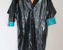 Black Vinyl Vintage Rain Coat Kenn Sporn Wippette Oversized Raincoat