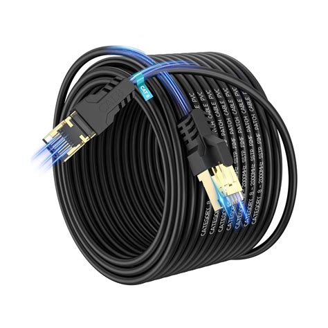 Cat 8 Ethernet Cable 200 Ft Strong Signal Ethernet Cord High Speed 40gbps 2000mhz Network Cable