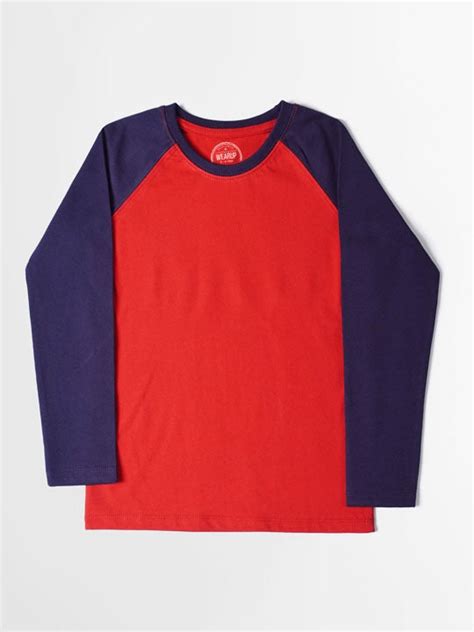 Red And Blue Raglan Full Sleeve Tshirt Wearup