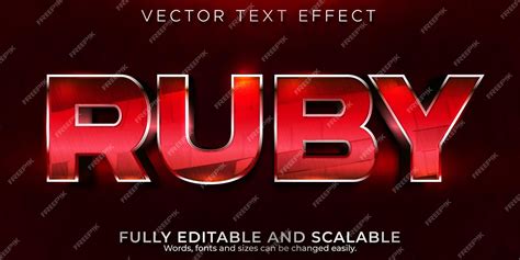 premium vector editable text effect ruby 3d gemstone and royal font