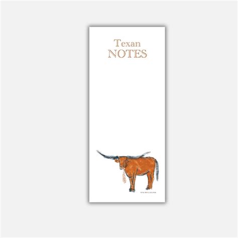Texan Notes Longhorn Notepad Etsy