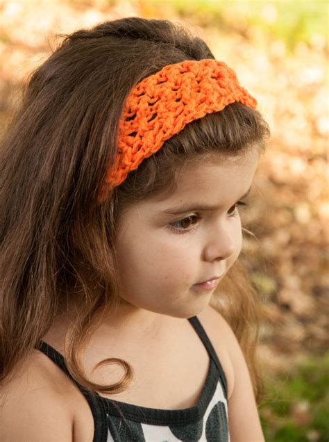 Tangerine Orange Crochet Headband For Girls From 100 By Yarnnclay 9