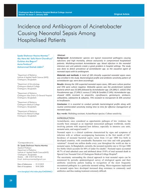 Pdf Incidence And Antibiogram Of Acinetobacter Causing Neonatal