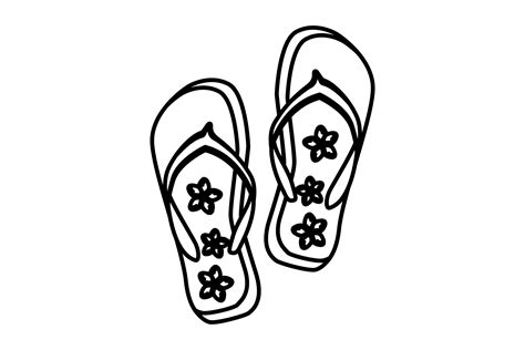 Outline Floral Beach Sandals Graphic By Salmanarulita · Creative Fabrica