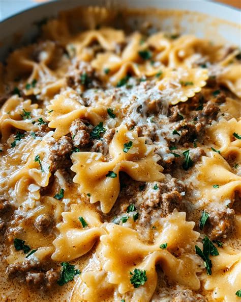 Cheesy Beef And Bowtie Pasta In Garlic Butter Irresistible Comfort Food