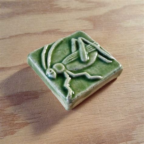 Grasshopper 2x2 Ceramic Handmade Tile Insect Handmade Tiles
