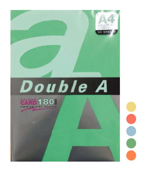กระดาษการ์ดสี A4 Double A 180 แกรม สีเขียวอ่อน