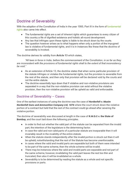 Doctrine Of Severability Pdf Judicial Review Constitutional Law