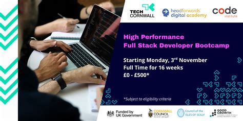 High Performance Full Stack Developer Bootcamp Tech Cornwall
